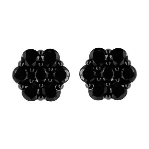 HAUS OF BRILLIANCE 4.0 Ct. T.w. Black Diamond Floral Cluster Stud Earrings - Black Diamond | White